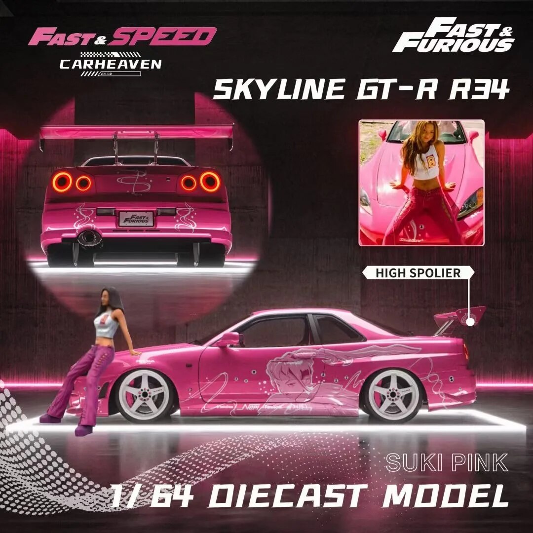 fast and furious cars PreSale FS 1:64 Skyline GTR R34 High Wing SUKI ...
