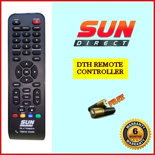 Sun_Direct HD SD Receiver Remote Controller & Free Batteries | Daraz.lk