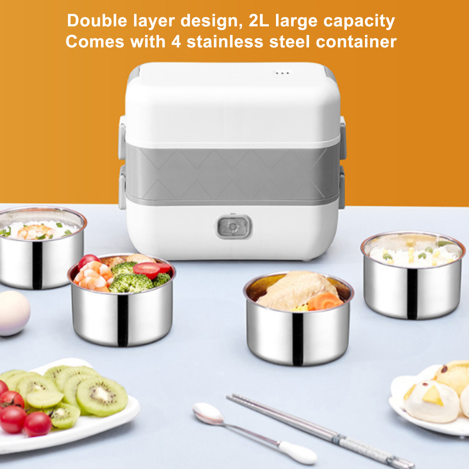 Electric Lunch Box 200W Rapid Heating Auto Shut Off Portable Food ...