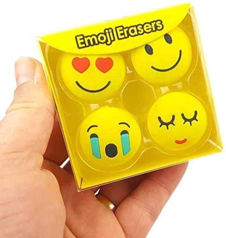Cute Smiley Emoji Design Non-Toxic Rubber Pencil Erasers for Kids ...