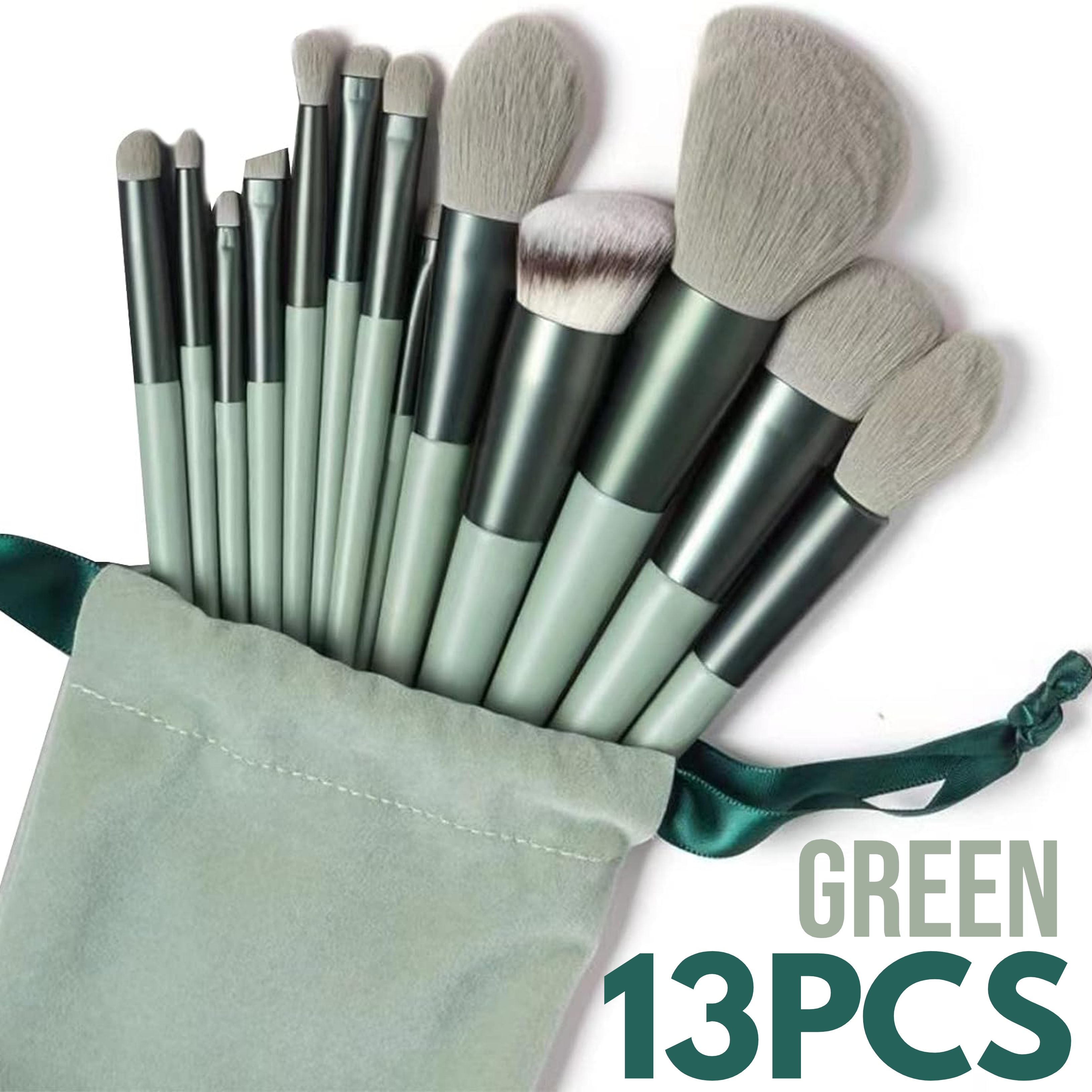 13 PCS Green Color Makeup Brushes Set Women Cosmetic Brushes | Daraz.lk