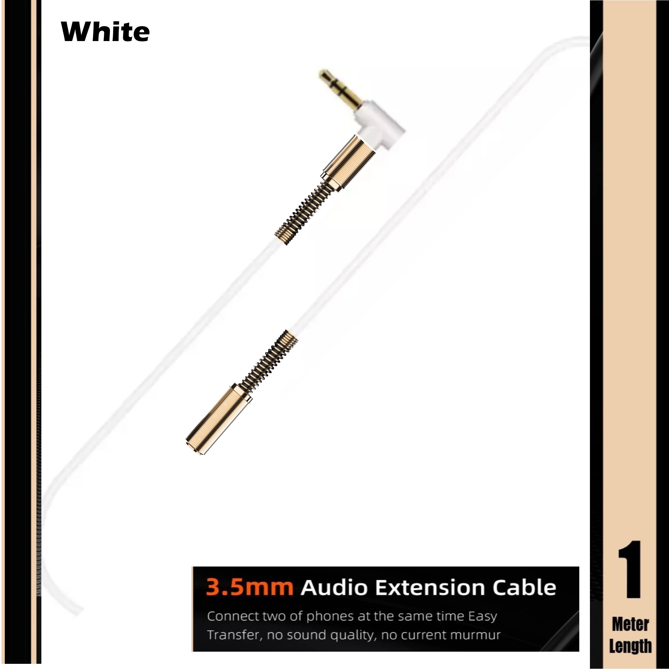 3.5mm Audio Cable Elbow Spring Retractable Male to Female AUX Extension ...
