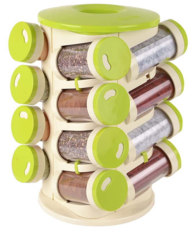 Revolving Plastic Spice Rack 16 in 1 Jar Multipurpose Uses Storage Set ...
