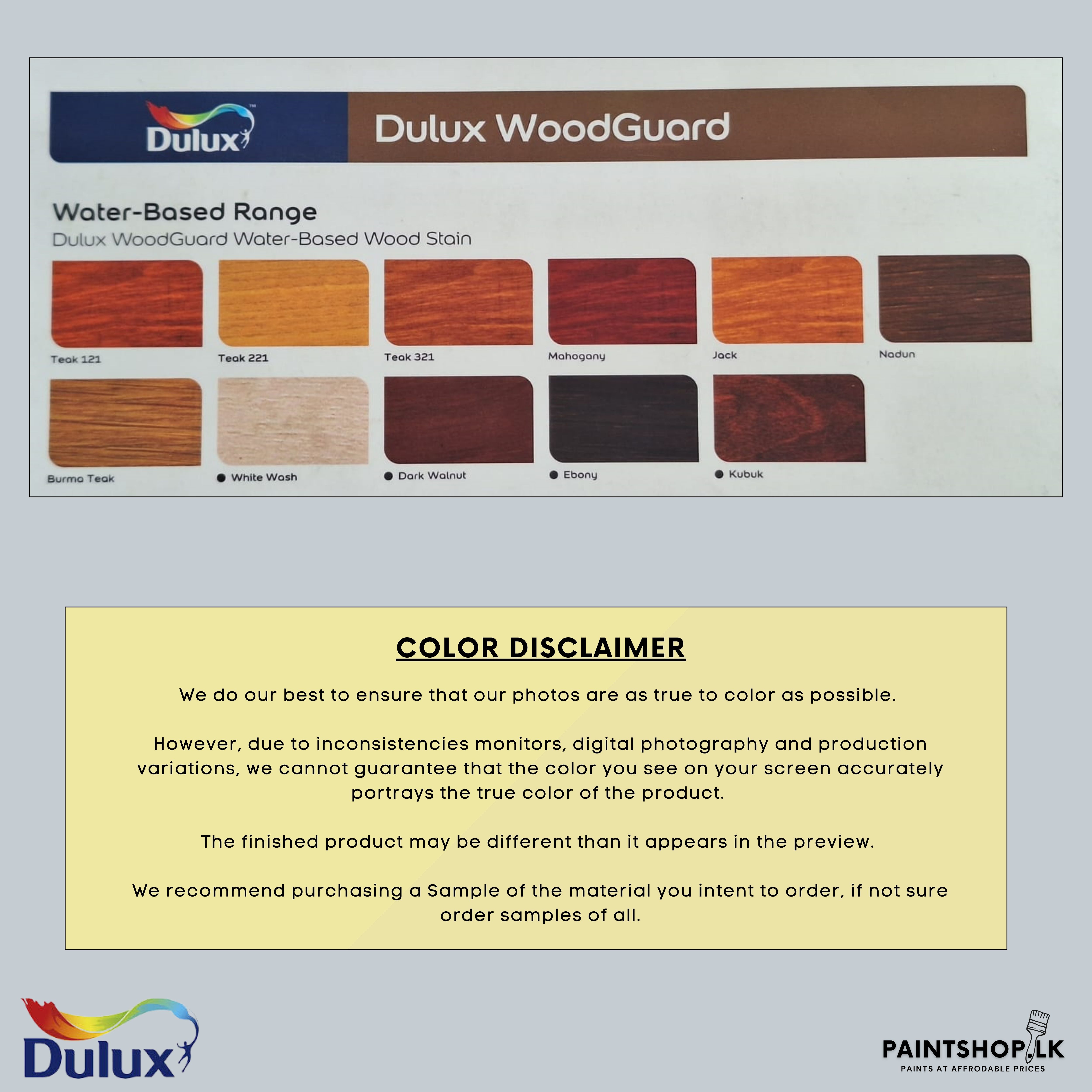 Dulux Wood Guard Water Base Exterior & Interior Wood Stain | Daraz.lk