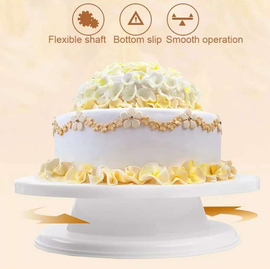 Rotating Revolving Cakes Stand - White | Daraz.lk