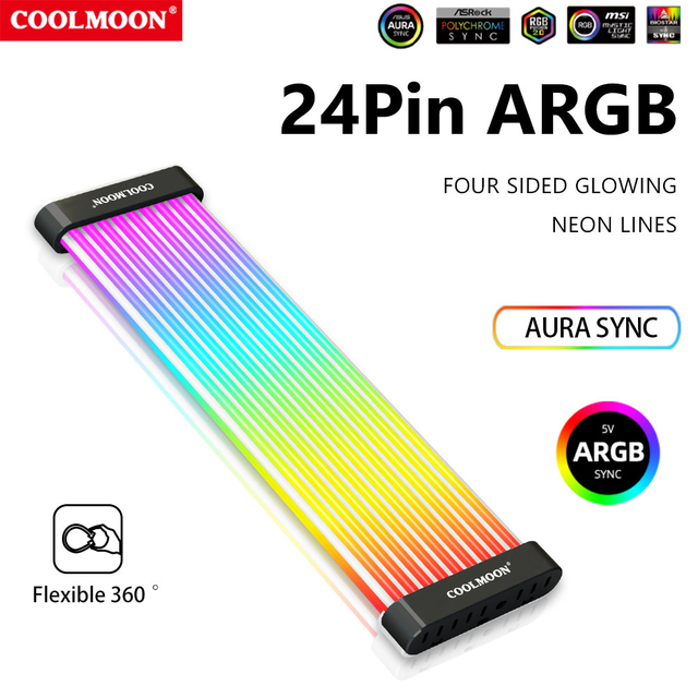 Coolmoon Aosor Argb 8pin/24pin Motheboard Power Extension Cord Wire Pc ...