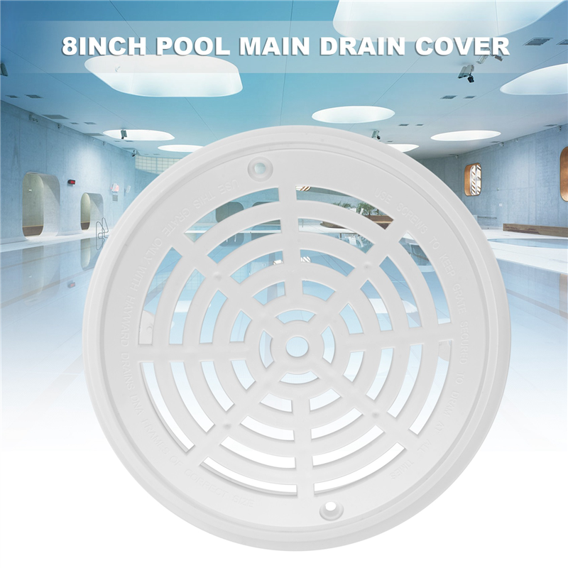 8Inch Pool Main Drain Cover the Top Grate Bottom Mounting Plates White ...