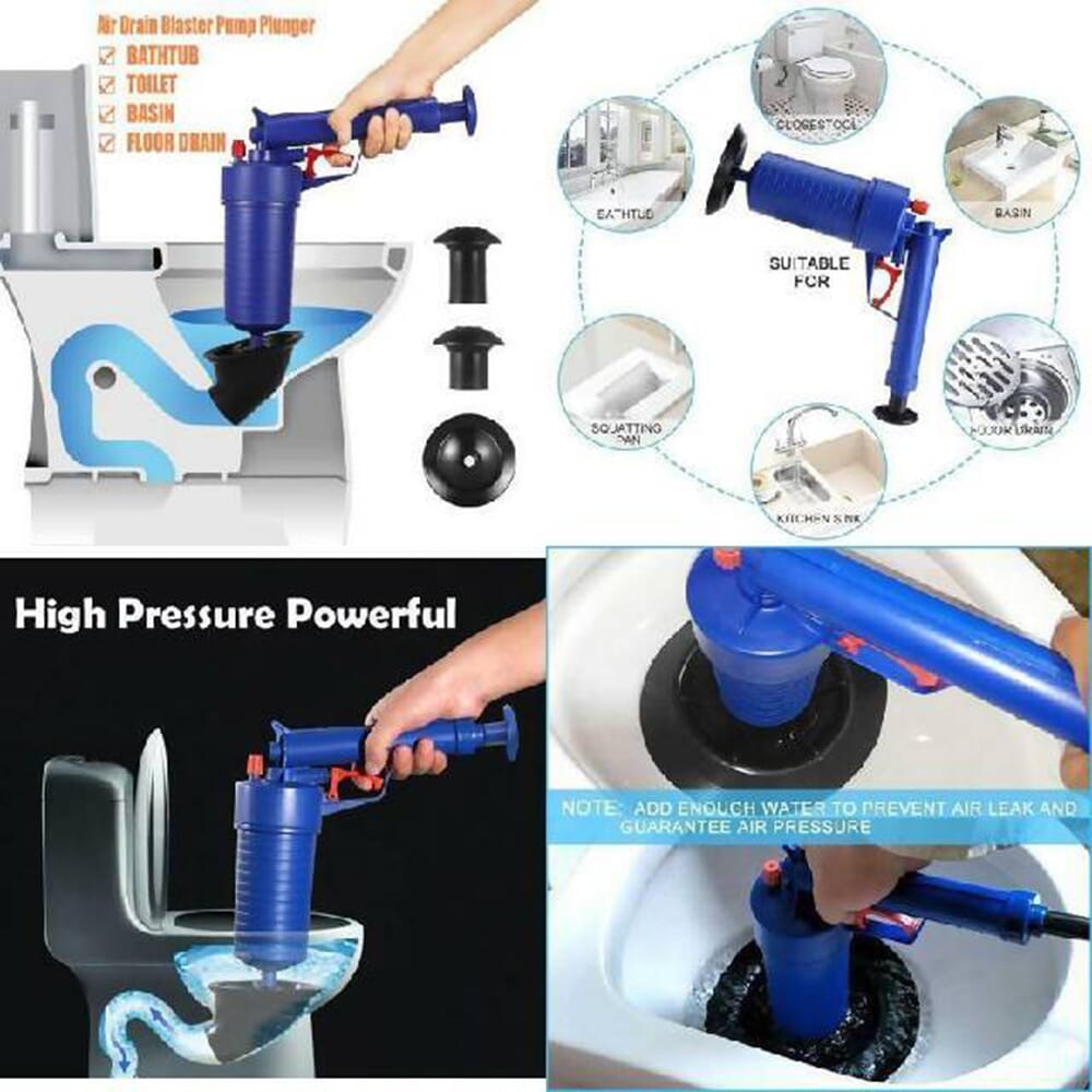Air Drain Blaster Pump Plunger Sink Bathroom Pipe Clog Remover Toilet ...