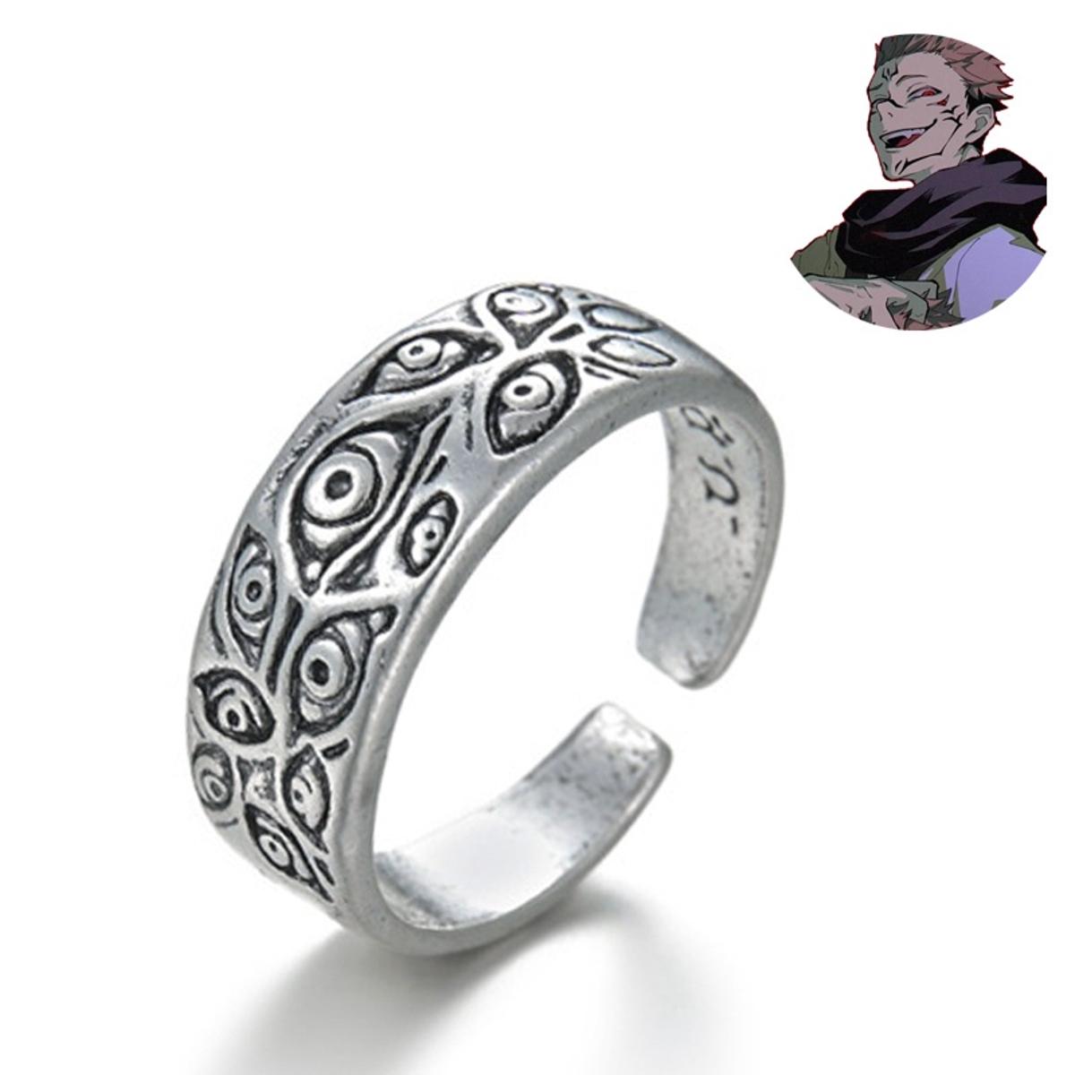 Anime Jujutsu Kaisen Ryomen Sukuna Ring Metal Opening Adjustable Eyes ...