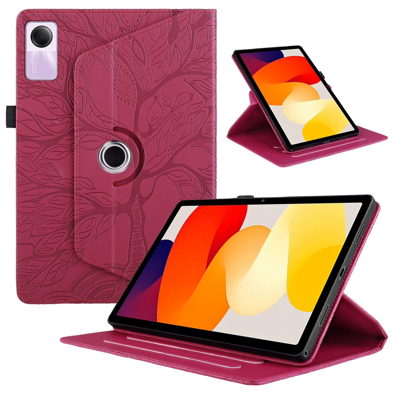 Tree Life Embossed Rotation Leather Smart Tablet Case For Xiaomi Redmi ...