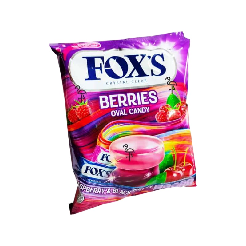 Fox's Crystal Clear Berries Oval Candy Raspberry & Black Cherry [125g ...