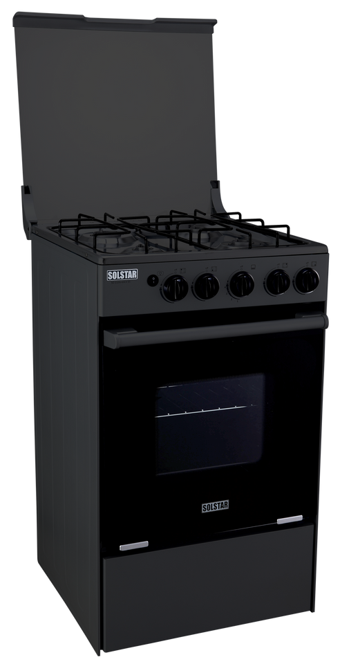 Solstar Free Standing Gas Cooker & Oven - Black - SO 112GGGR BKV SS ...