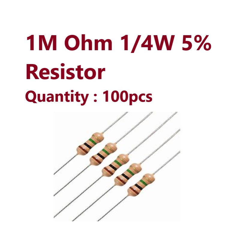 100 pcs of 1M Ohm 1/4W Carbon Film Resistor | Daraz.lk