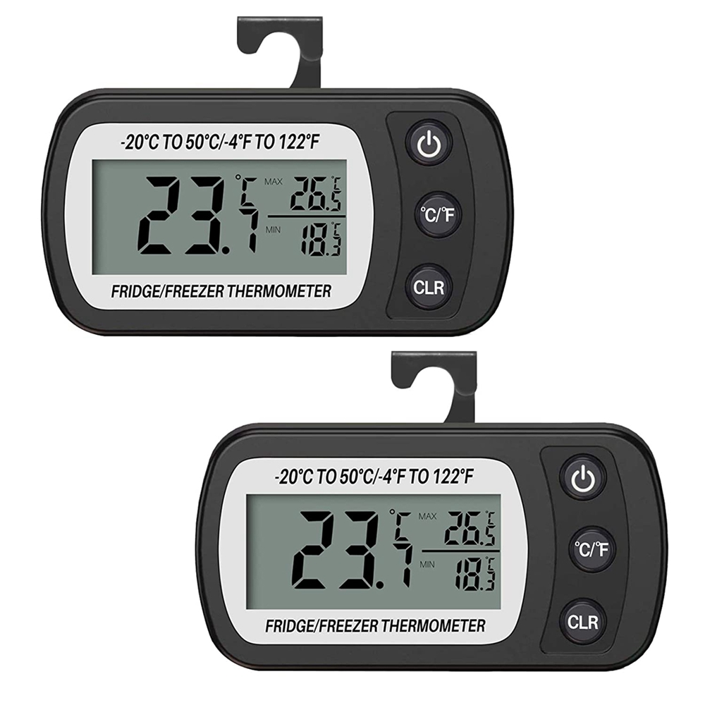 2PCS Fridge Thermometer Digital Waterproof Freezer Thermometer ...