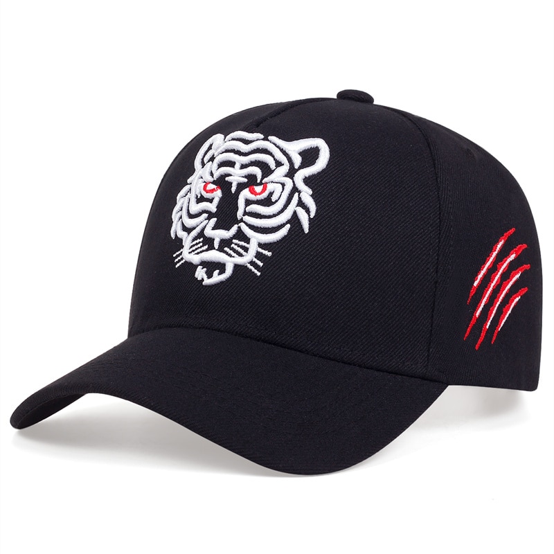 New Cotton Black Tiger Embroidery Baseball Cap Men Women Hip Hop Hat ...