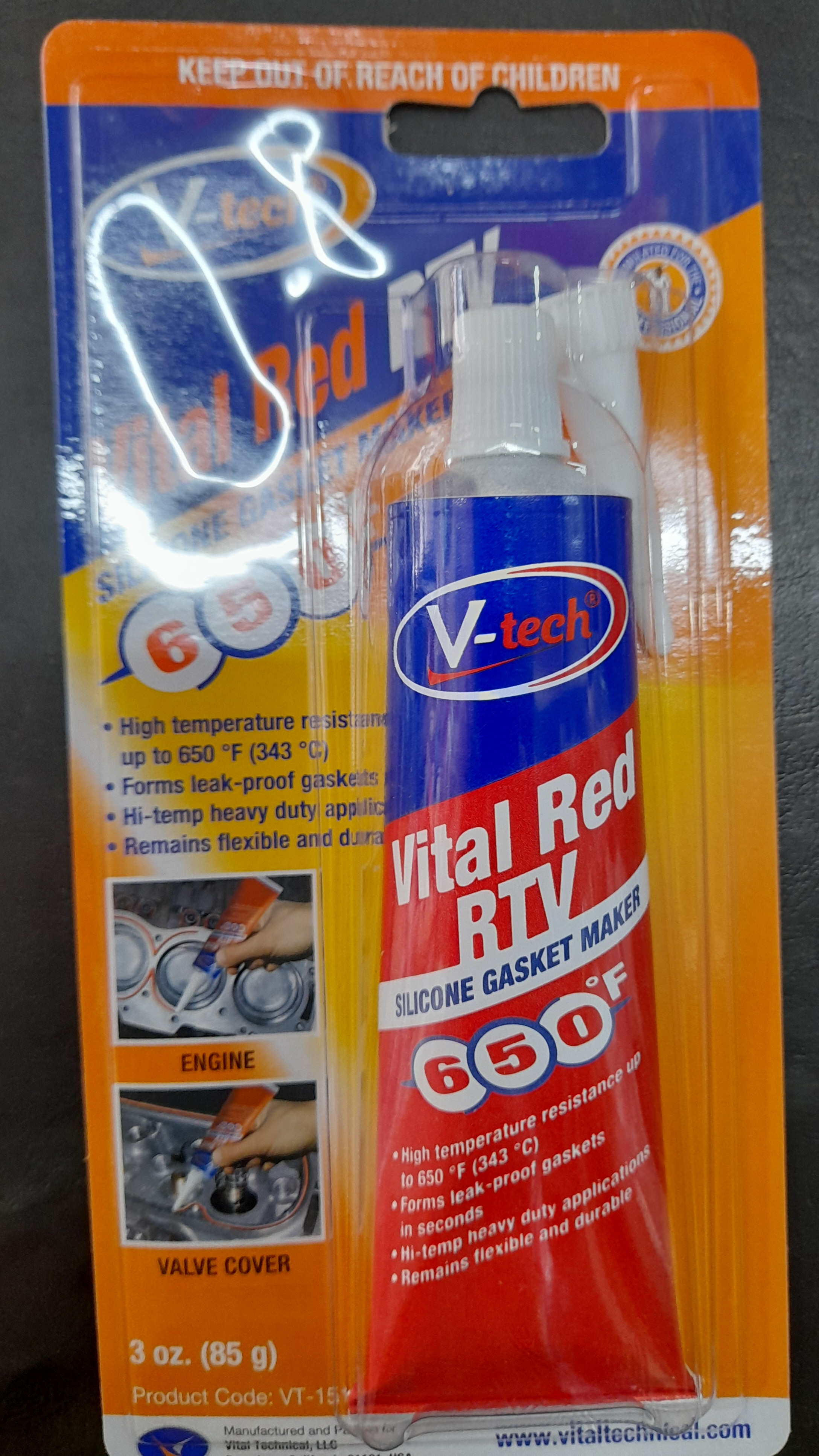 V-Tech Red RTV Sealant Silicone Adhesive Sealant Automobile Parts Malaysia Gel Glue VT-151 85g ...