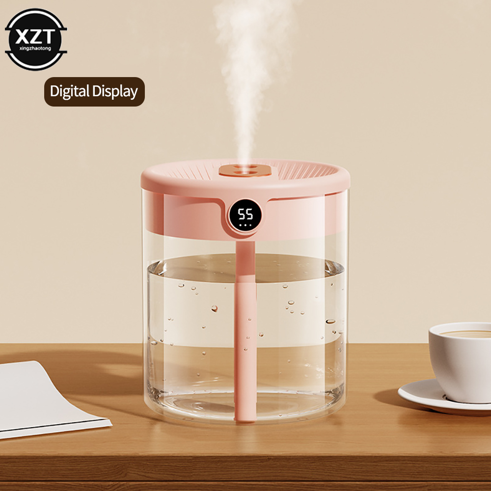 2L Double Nozzle Air Humidifier with LCD Humidity Display USB Large ...