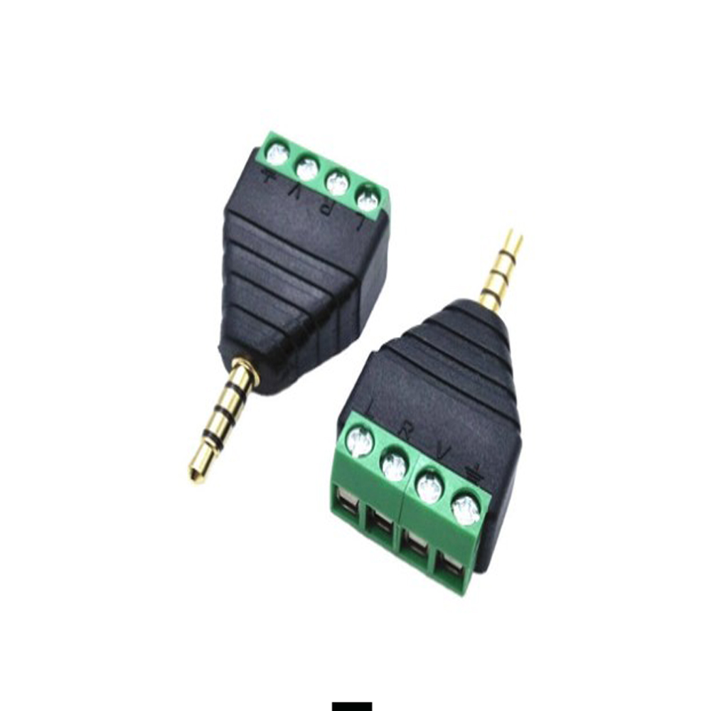 3.5mm Male Four Section Av Stereo Audio Headphone Adapter 04 Wire Screw ...