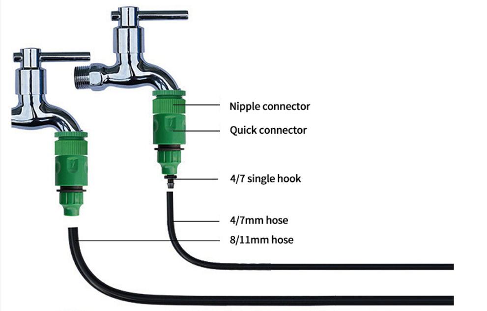 Quick Coupler 8mm/11mm & 4mm/7mm hose connector (2PCs). Garden Micro ...