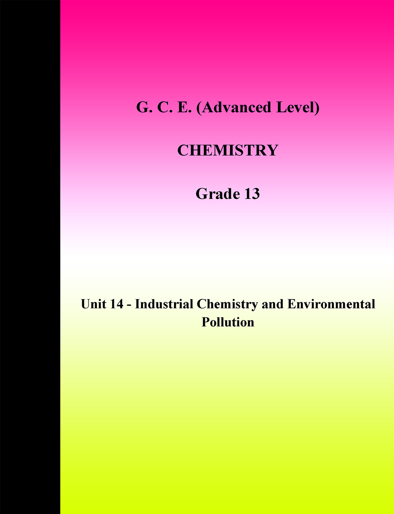 Unit 14 - Advanced Level Chemistry Resource Book - English Medium ...