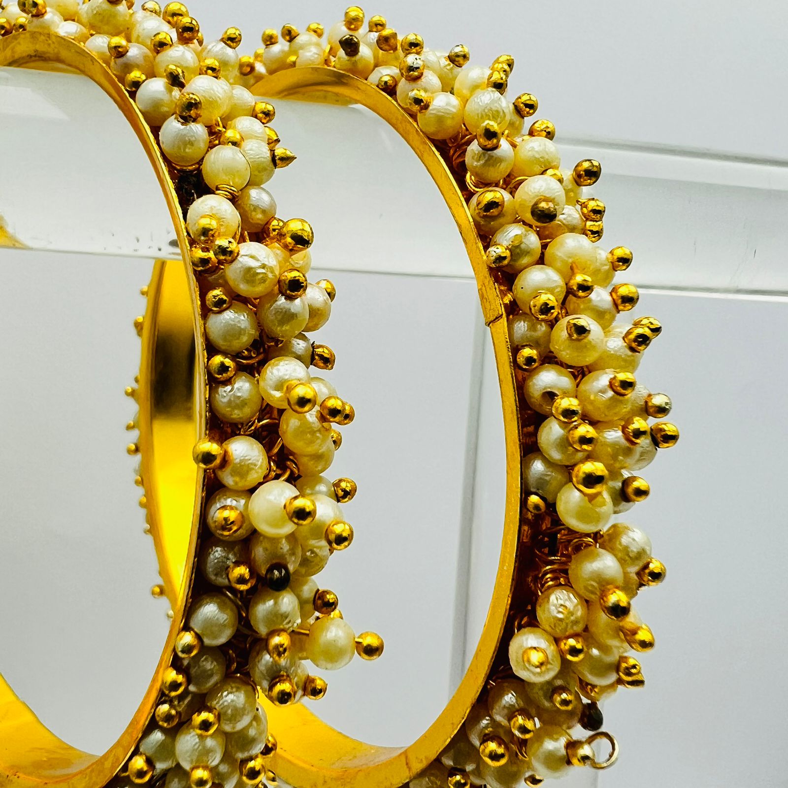 Gold color bangal Effulgent Fashion Jewelry Indian Bollywood off white ...