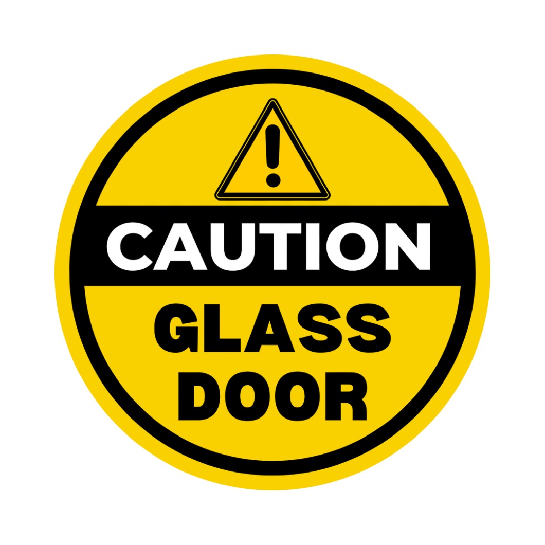 CAUTION GLASS DOOR STICKER - CIRCLE - 6INCH X 6 INCH | Daraz.lk