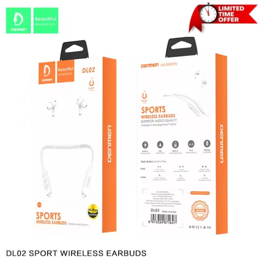 Denmen DL02 Wireless Sports 5.0 Bluetooth Earbuds Earphones Headphones With Mic | Daraz.lk