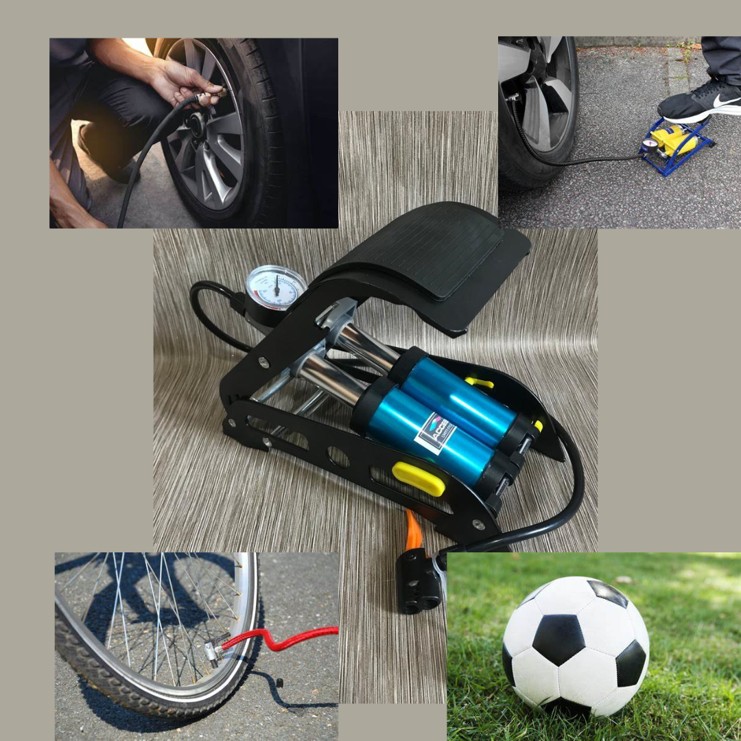 Vehicle Dual Barrel Foot Pump Air Compressor Pedal Pump for Car ...