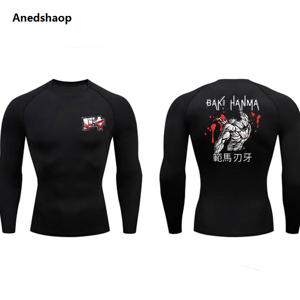 Anedshaop Anime Baki Hanma MMA Rashguard Jiu Jitsu Bjj T-Shirt Men ...