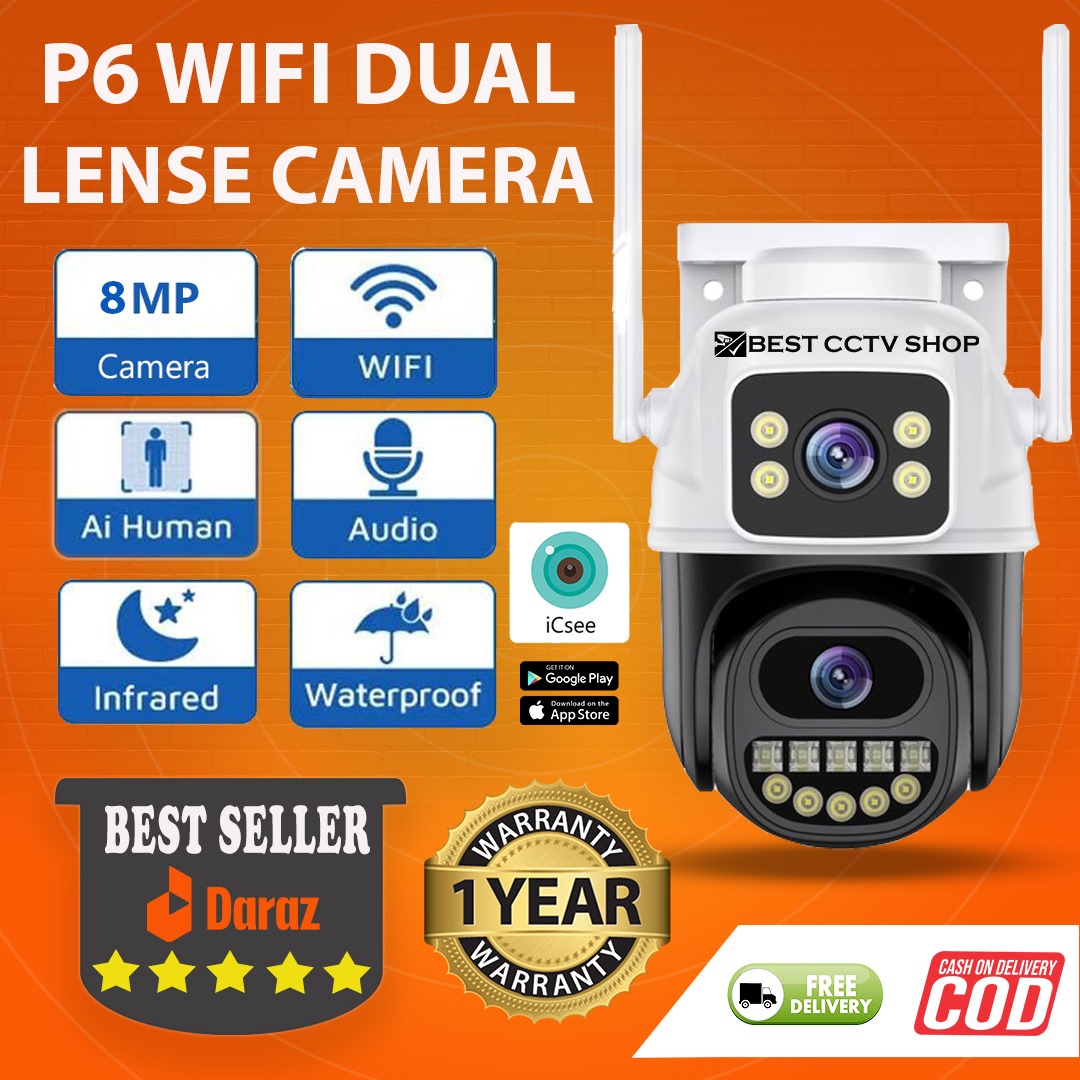 WIFI IP 8MP 4K Camera Dual Lens PTZ Surveillance Camera Outdoor ...