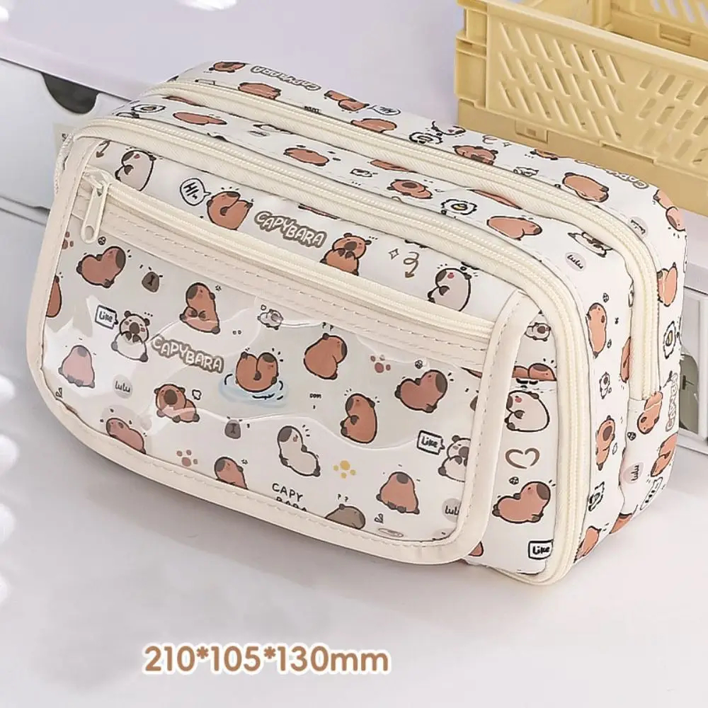 Cartoon Pencil Case Trendy Capybara Large Capacity Pen Bag Design Black ...