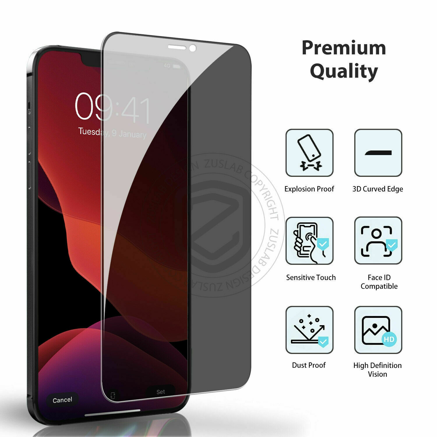 Privacy Anti Spy Full Tempered Glass For Iphone 12 Pro | Daraz.lk