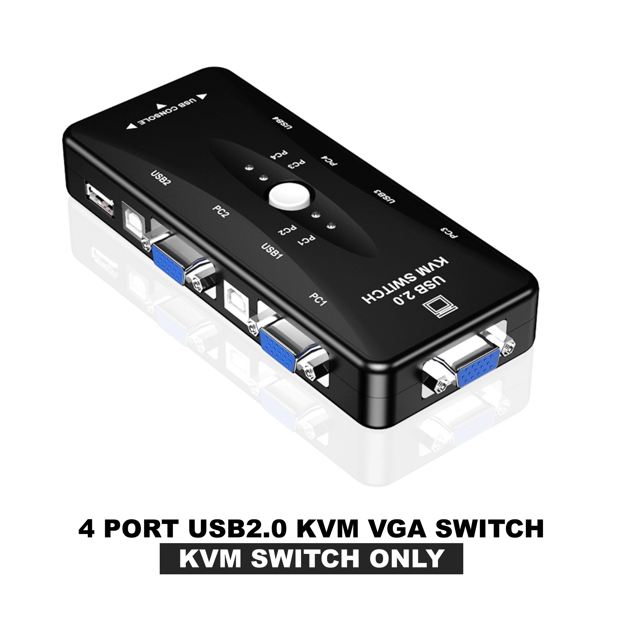 VGA KVM Switch 2 / 4 Ports with 3 USB Hubs Two Computers Share 1 Set of ...