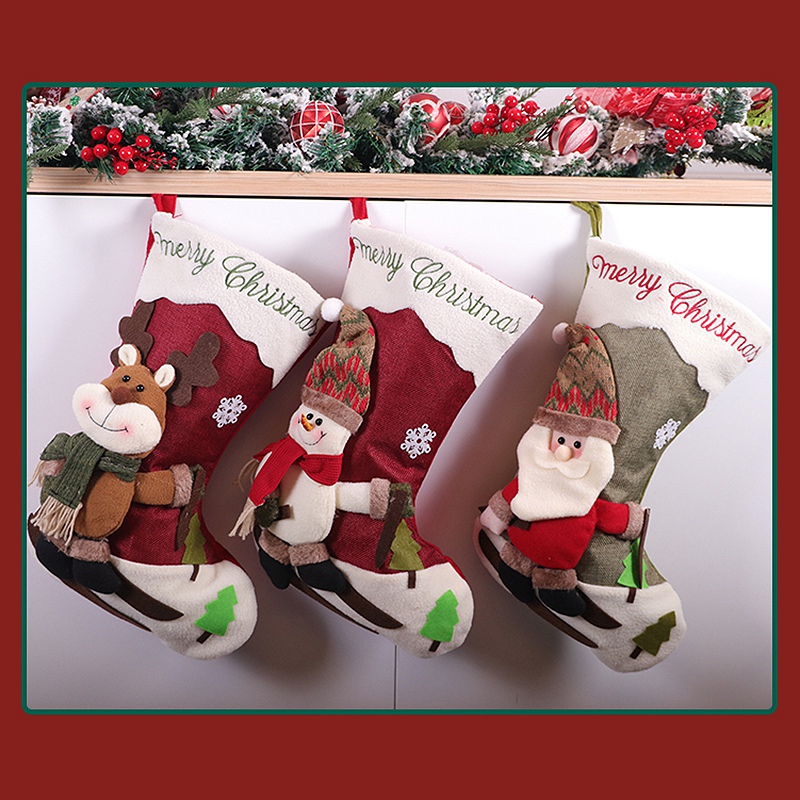 3pcs Christmas Stockings For Decorations 3d Socks Gift Bag 【72%OFF!】