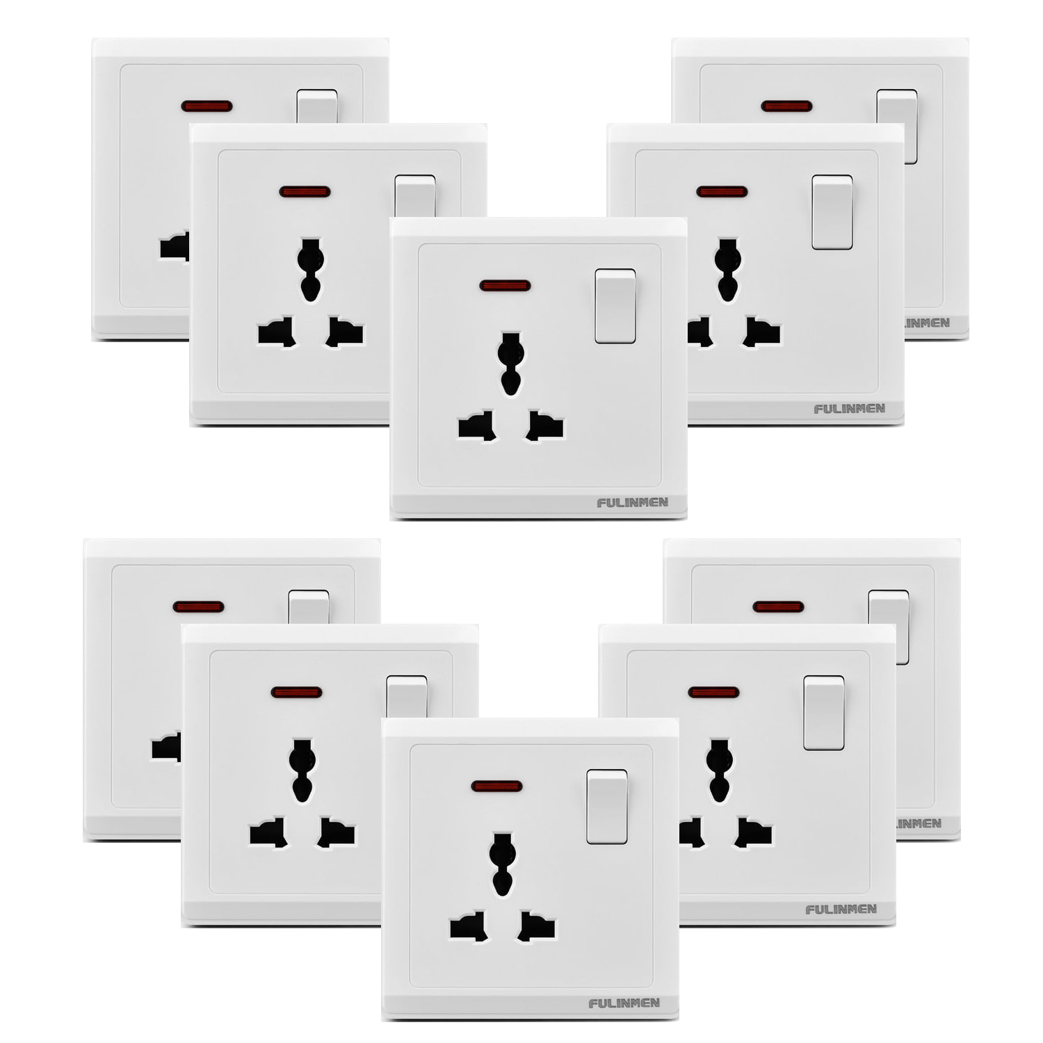 10 Pcs FULINMEN Wall Multi Plug Base Point Socket Outlet Universal | Daraz.lk