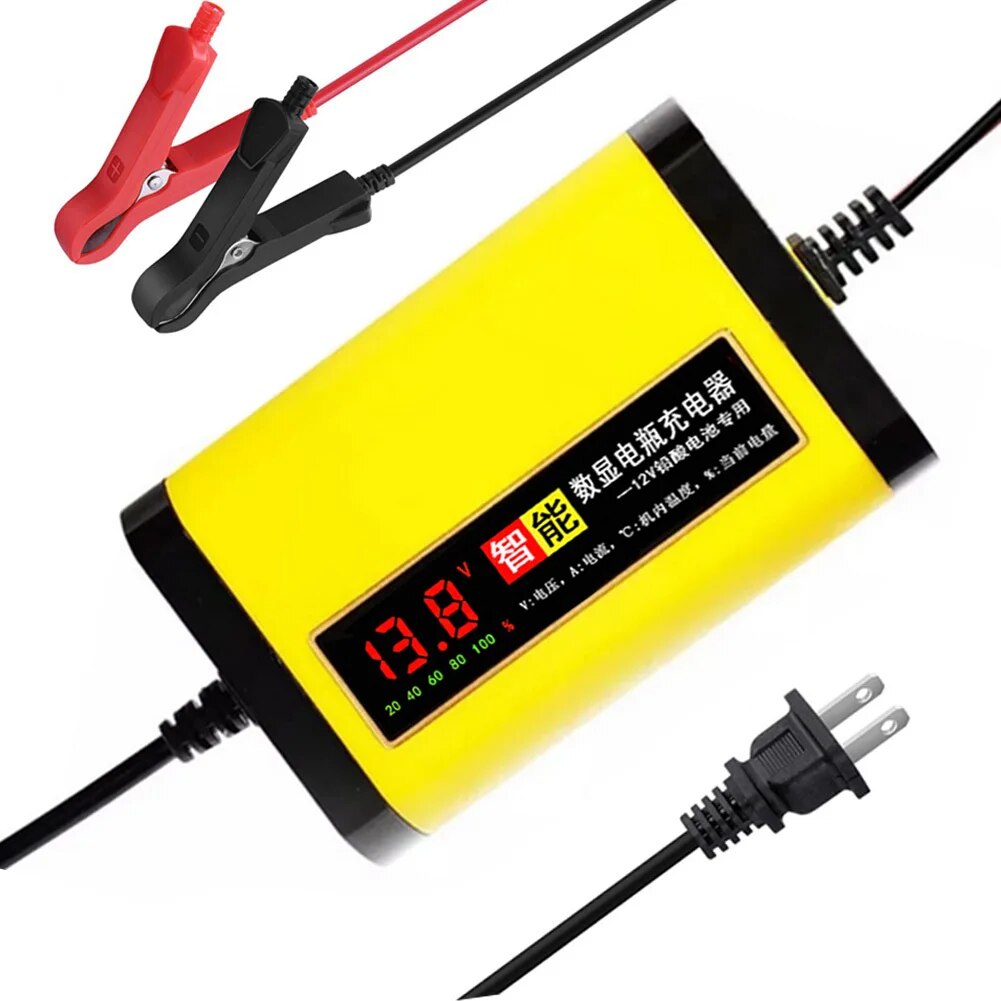 12V 2A 6A Car Battery Charger LED Display 100-240V EU US Smart Car ...