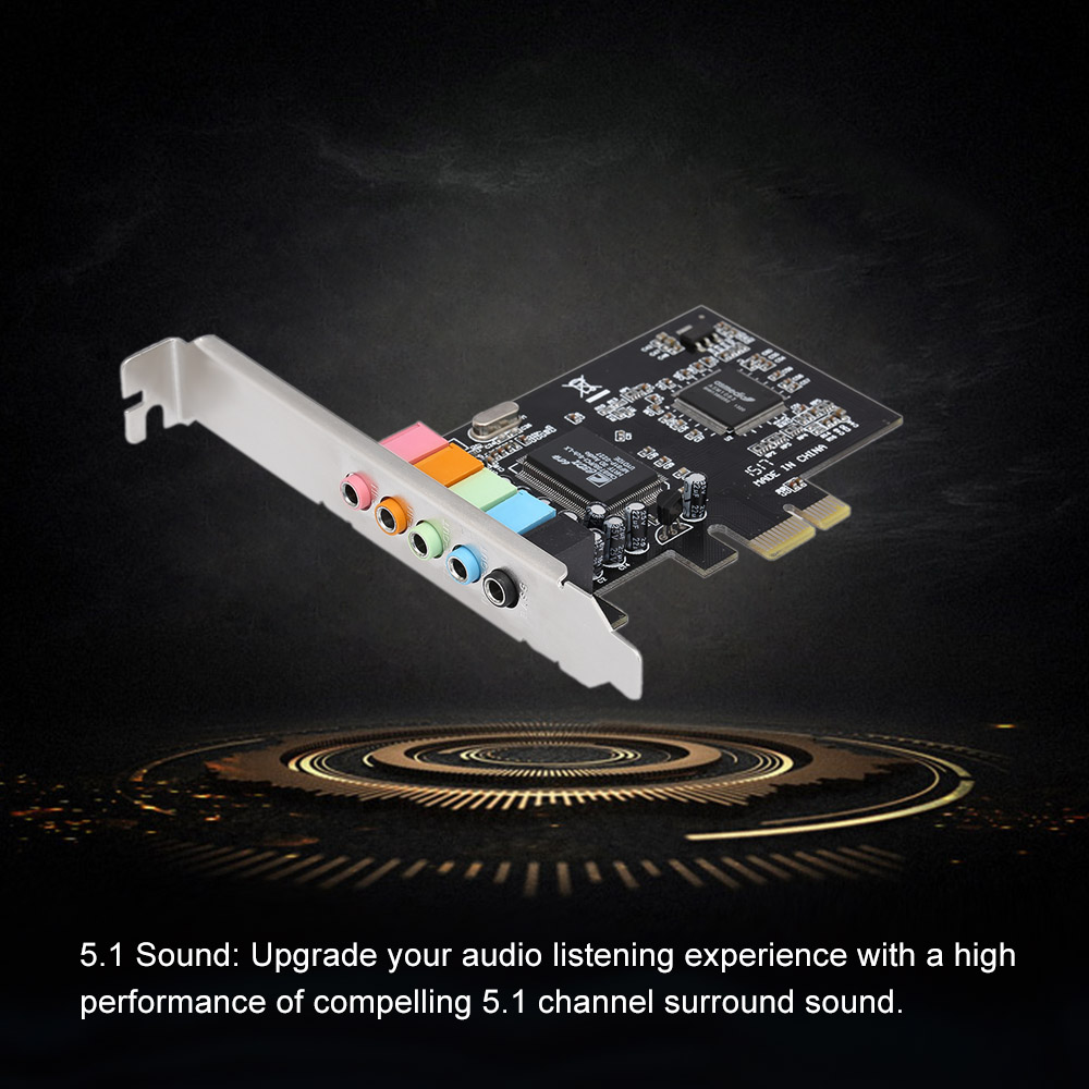 PCI-E Express Expansion Card 5.1 Sound 5 Port Sound Card Stereo ...