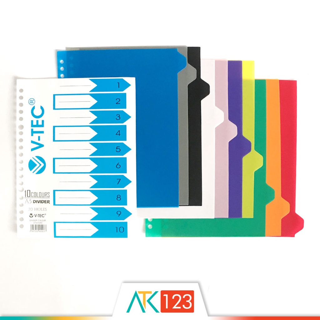 Divider / Divider Binder A5, 20 Holes, 10 Tabs - V-Tec | Daraz.lk