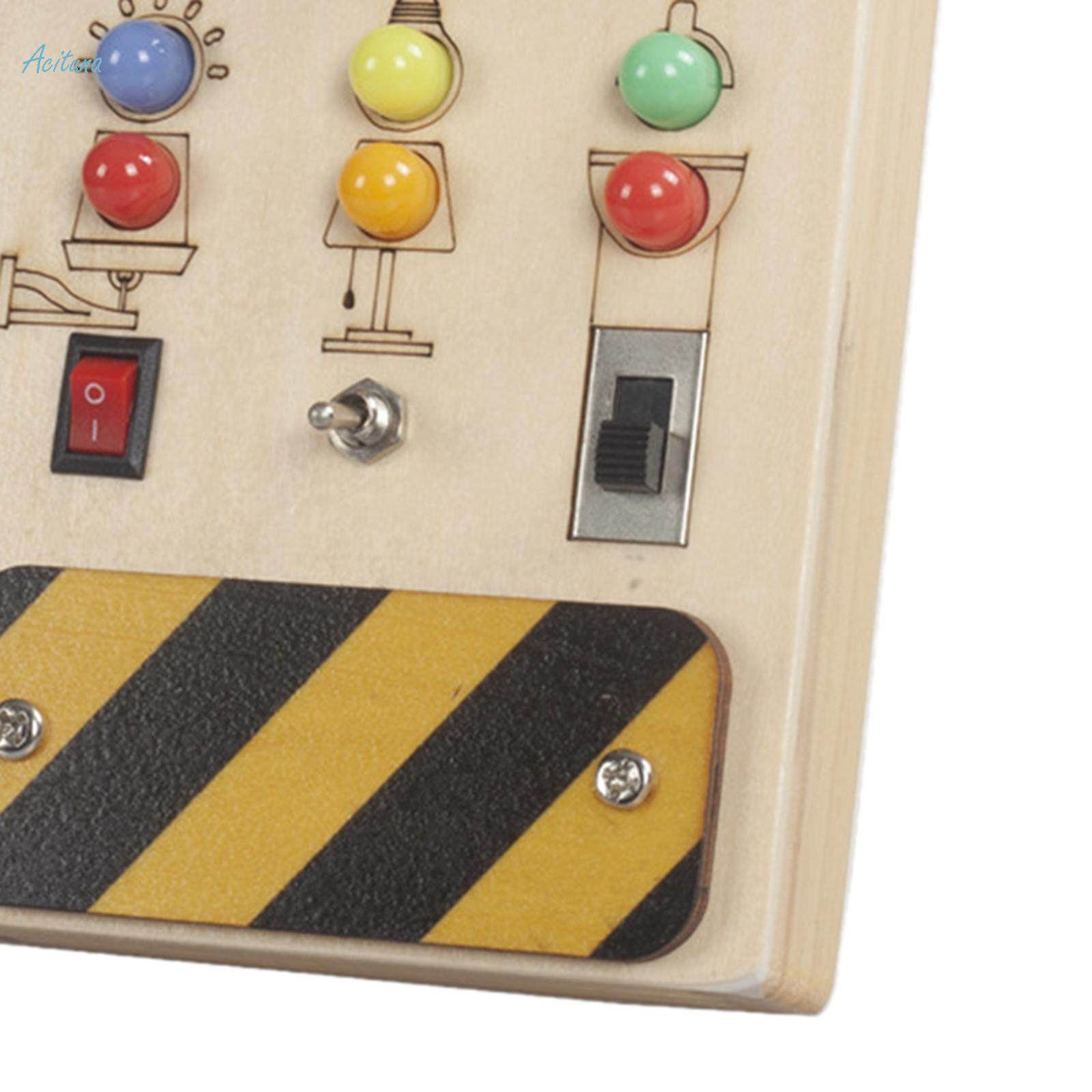 Lights Switch Busy Board Montessori Toy Button Busy Board Kids Wooden ...