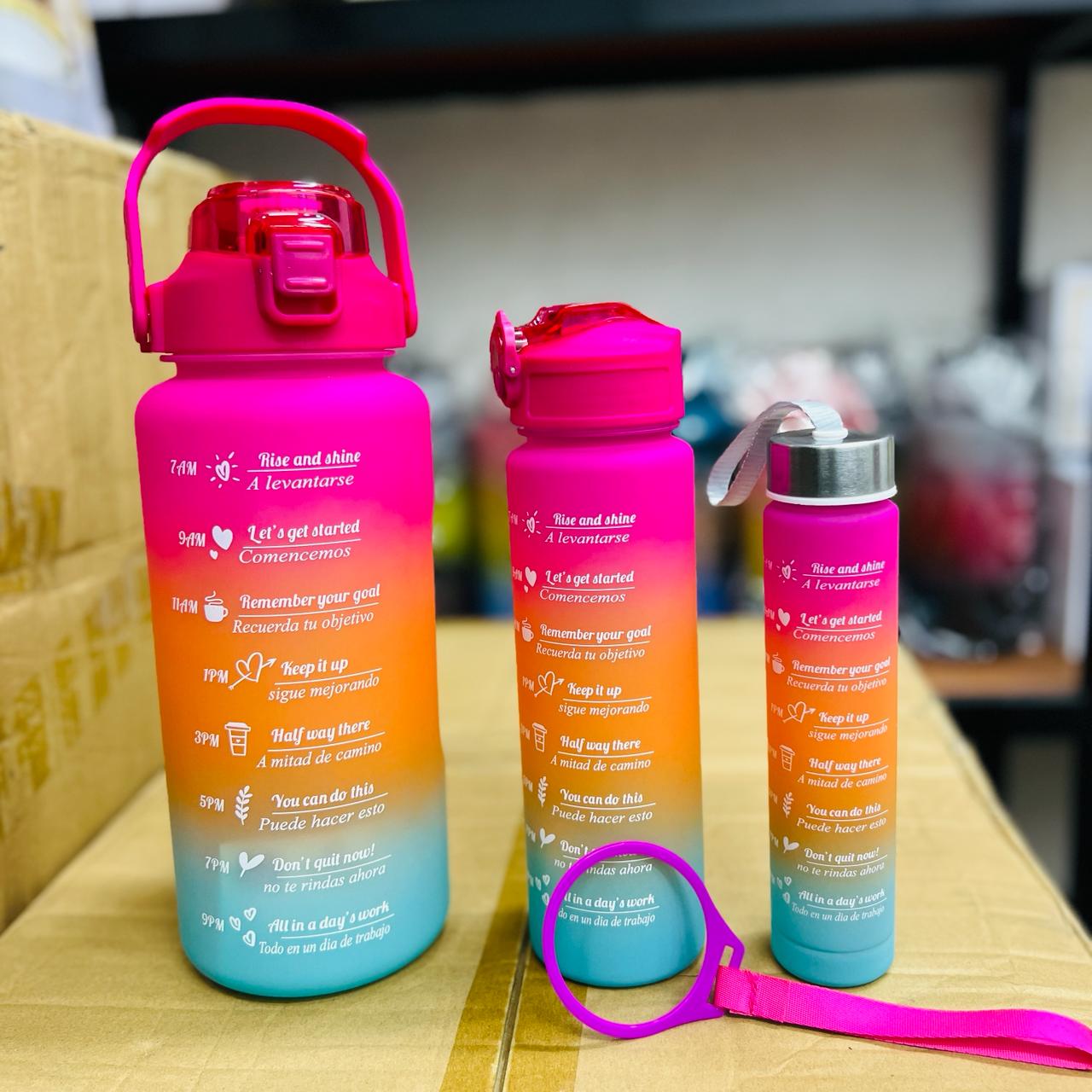 3Pcs Gradient Plastic Cup Set Large Capacity Sports 3 in 1 Water Bottle ...