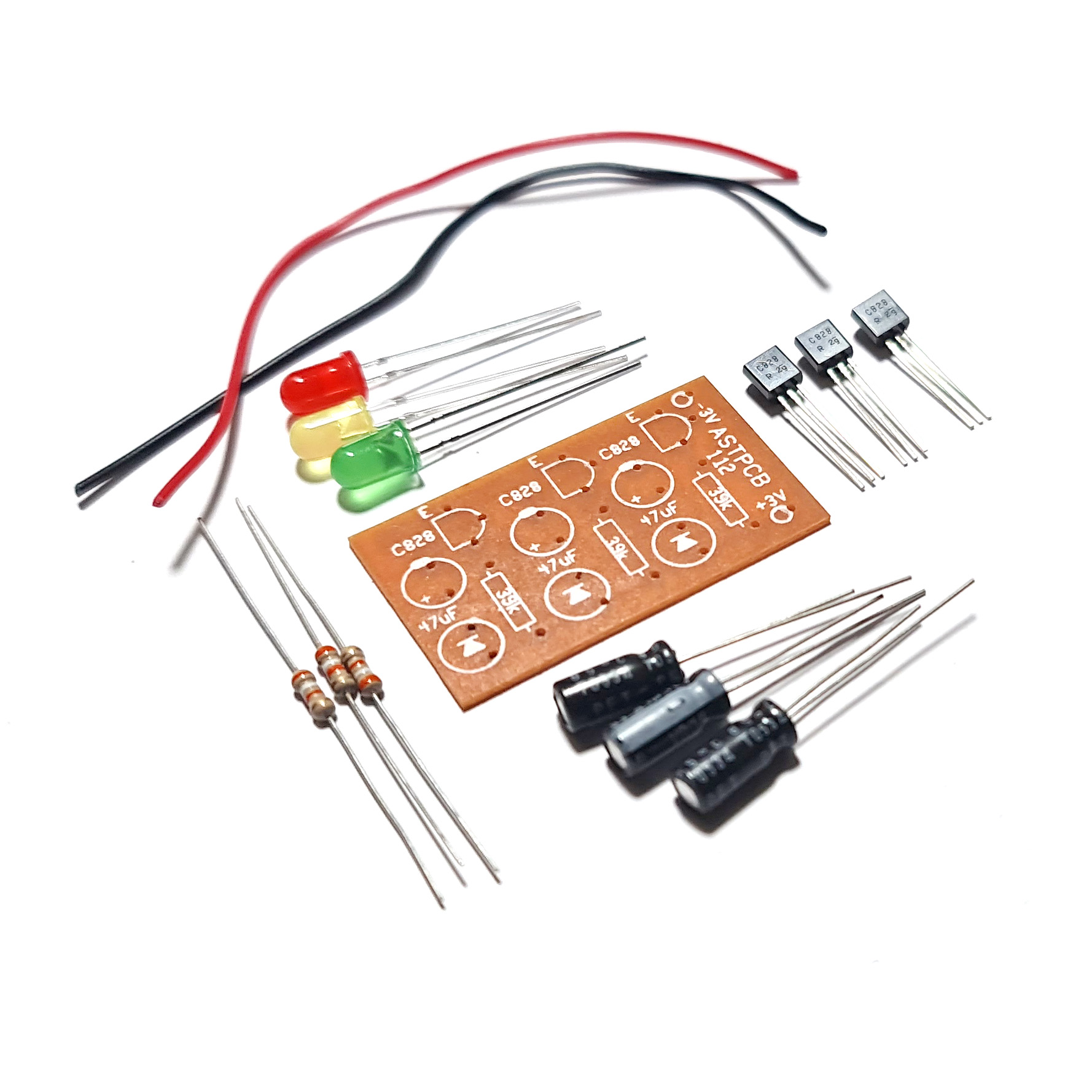 3 LED Flashing DIY Multivibrator Circuit Traffic Light Effect PCB with ...