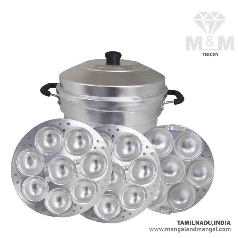 Aluminium Idly Make Idly Steamer Cooker with 3 Idly Plates (21 idly ...