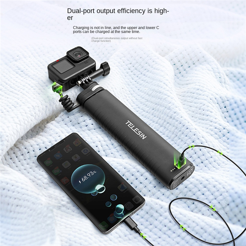 TELESIN Charging Selfie Stick 10000Mah Power Bank Universal for Gopro ...