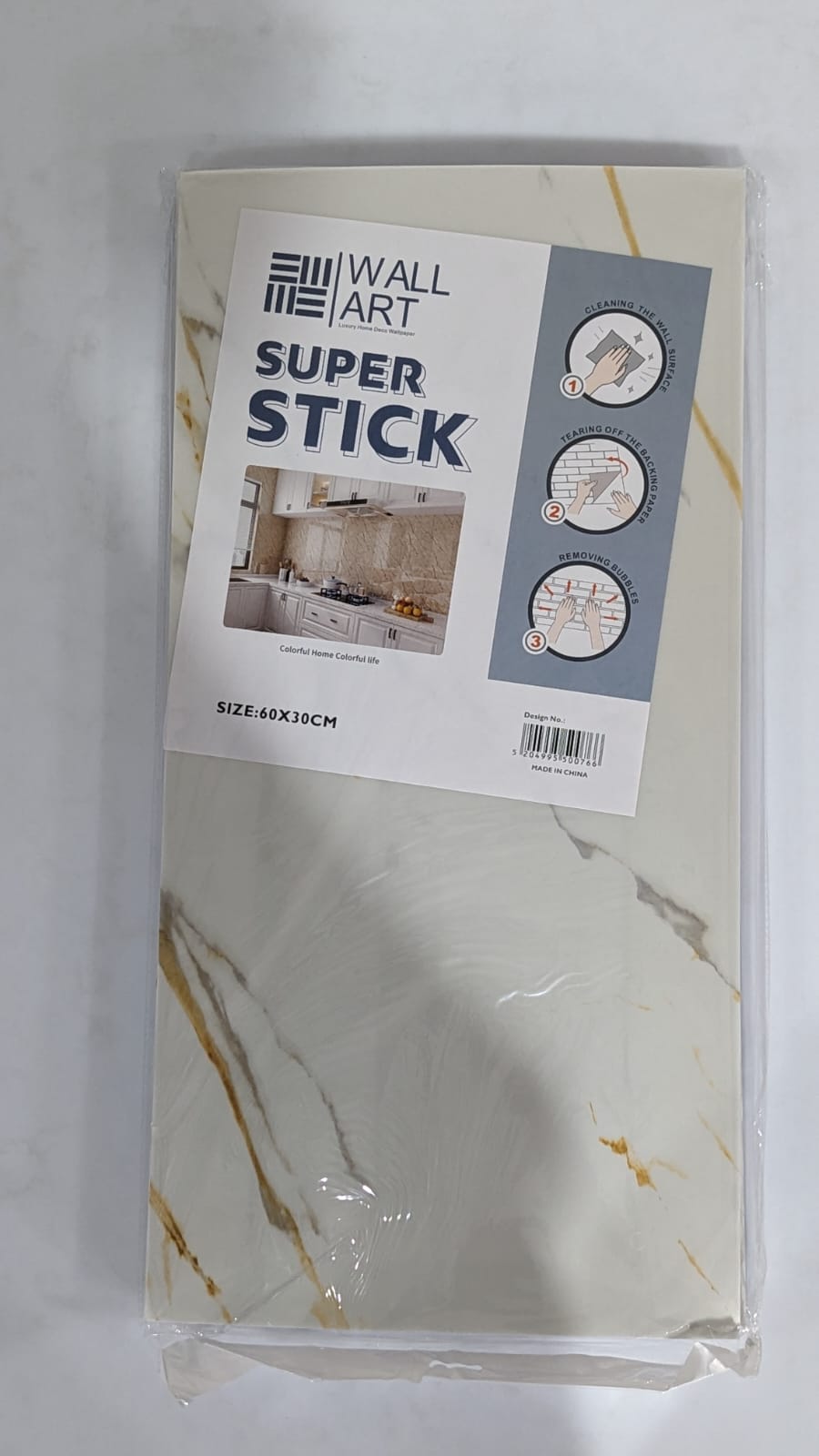 Tile Stickers for Kitchen Marble Grey Stick on Tiles for Bathroom White ...
