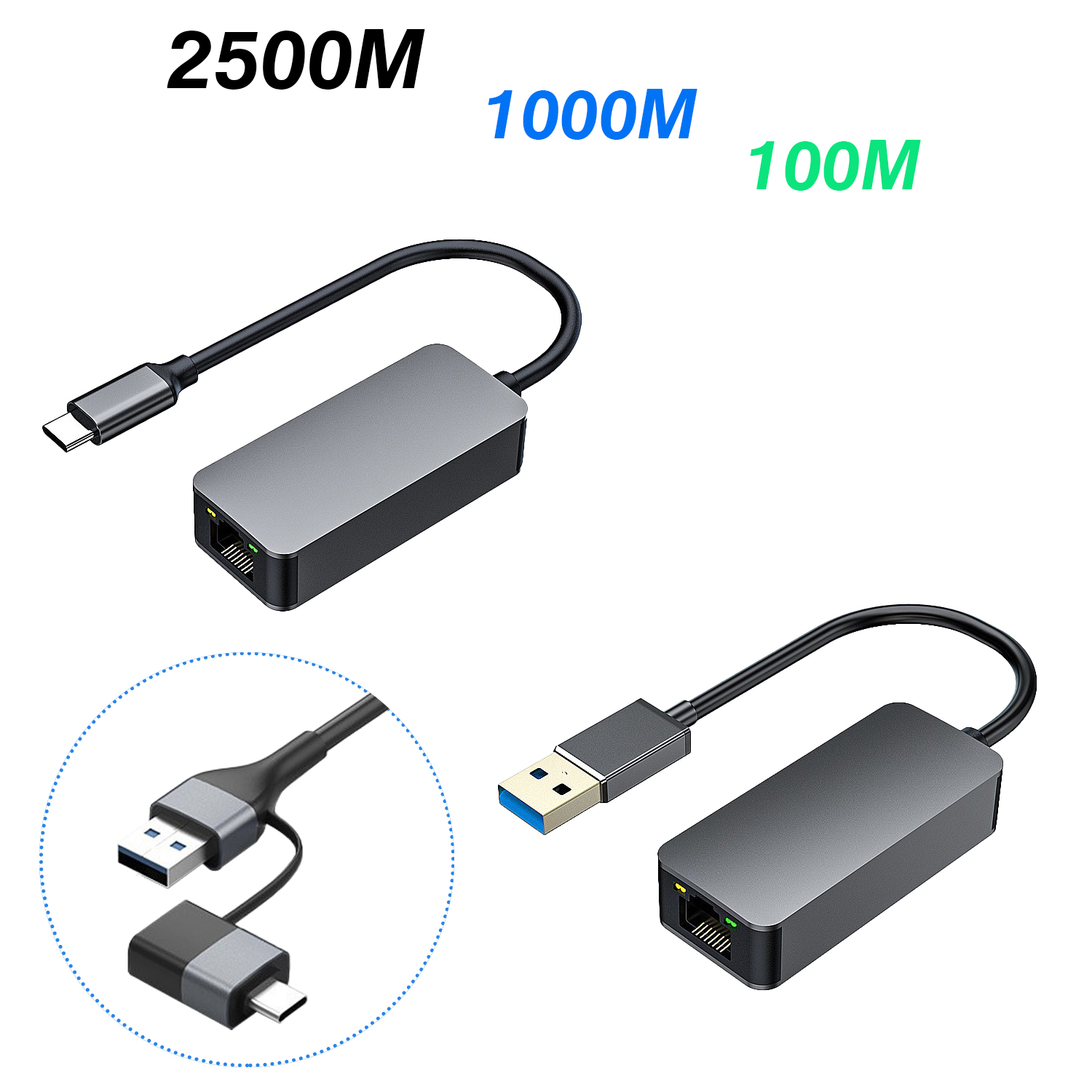 USB Type C to RJ45 Ethernet Adapter Network Card 1000Mbps USB3 to ...