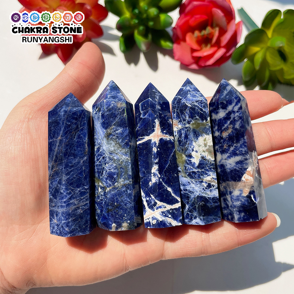 1pc Natural Stones Sodalite Crystal Point Tower Healing Polished Quartz ...