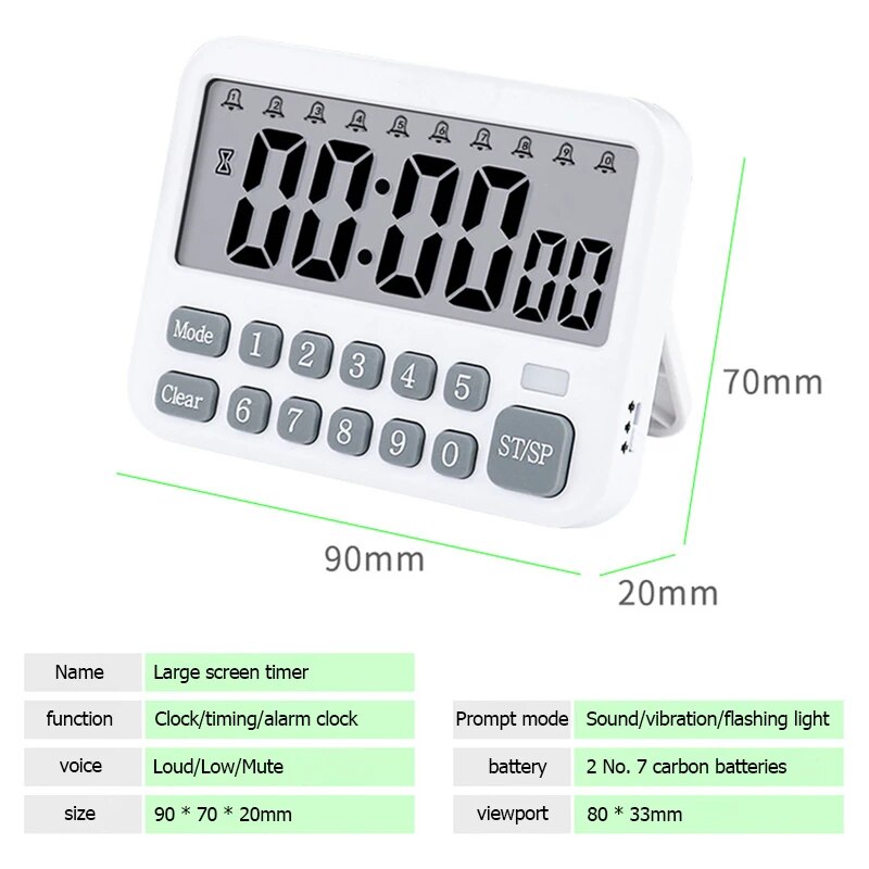 Digital Kitchen Timer with Memory Function/10 Sets of Alarm Clock/99 ...