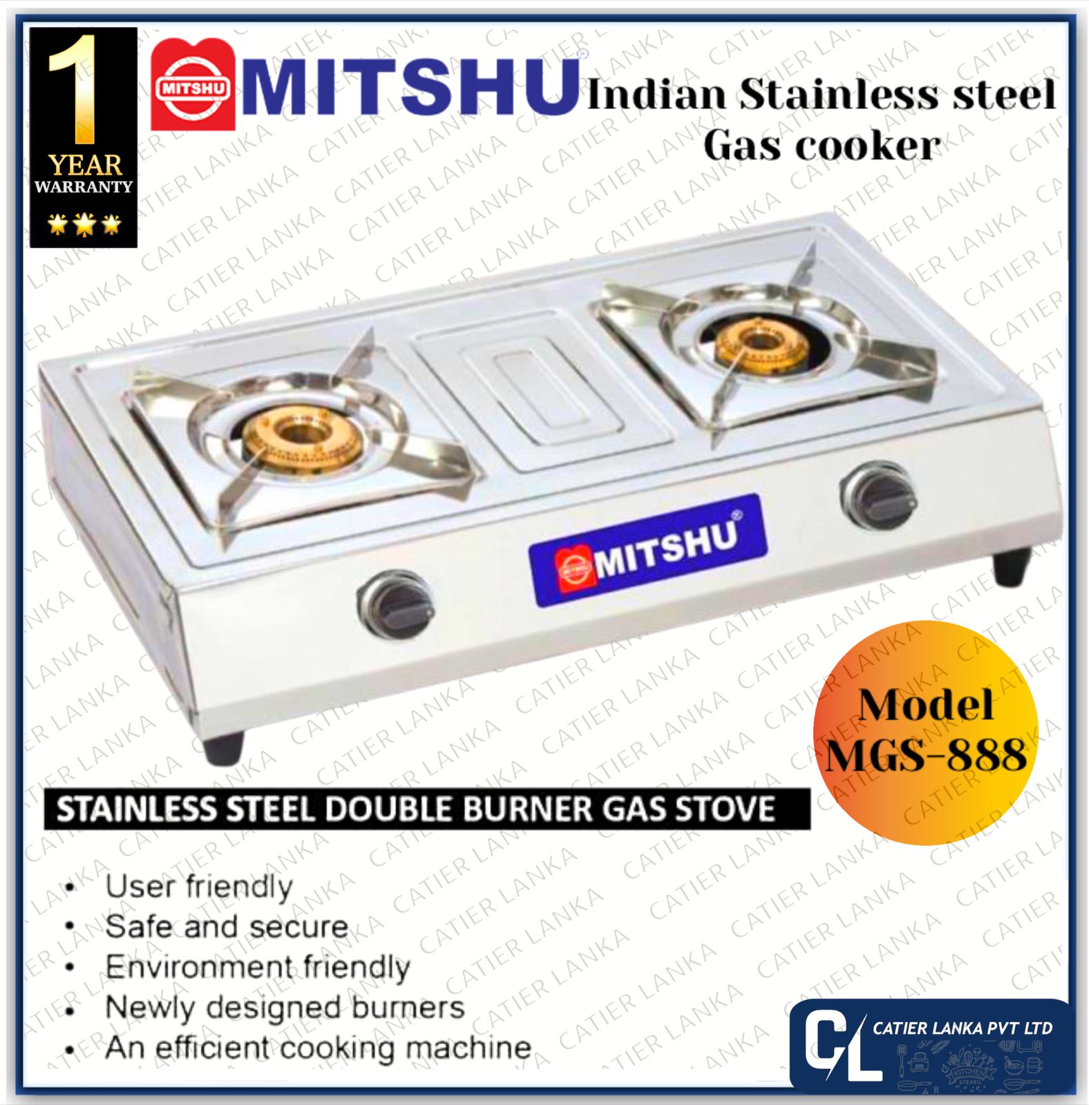 Gas Cooker Stainless Steel MGS888 Steel Burner Stand Indian | Daraz.lk