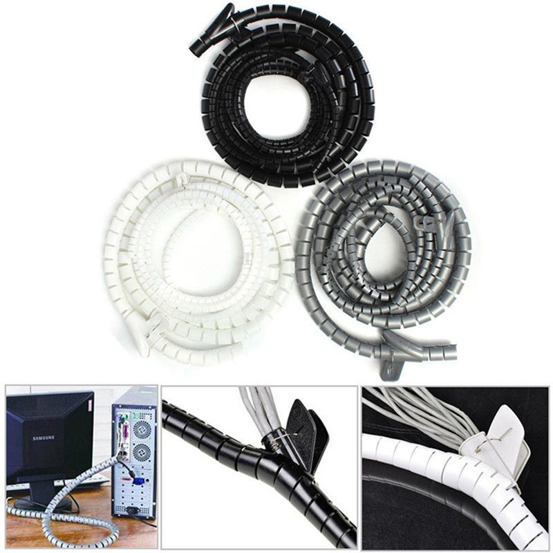 1m 10/25mm Cable Spiral Wrap Tidy Cord Wire Banding Loom Storage ...