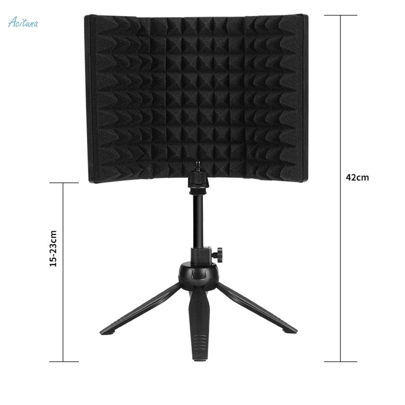 Foldable Compact Microphone Isolation Shield with Tripod Stand, Studio ...